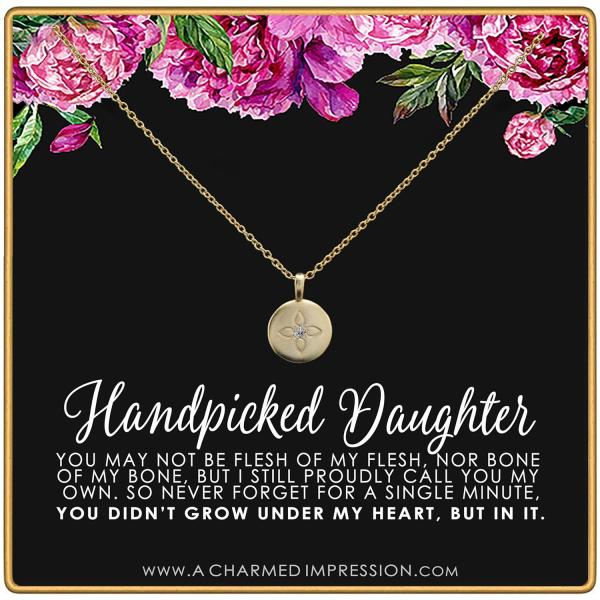 商品名Handpicked Daughter   Jewelry Gifts for Adopted Child   Daughter Gift Necklace   From Mom Dad   Adoption Keepsake  Un...