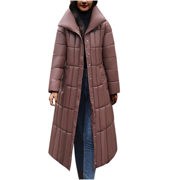 商品名:  V-065 Coffee Hooded Casual Coat for Women Winter Fall Fleece Lined Sherpa Long Puffer Jackets Coats Ladies Zip Up ...