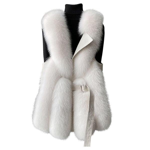 商品名:  LEMONONSTORE 2024 Fashion Luxury Faux Fur Vest for Women Sleeveless Fuzzy Fleece Mid Jacket Winter Warm Outerwear ...