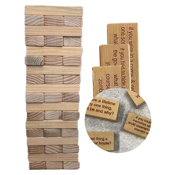 商品名: LONEA アイスブレーカーの質問 タンブリングウッドバランス 積み重ねブロック タワーゲーム - お互いを知ろう 家族パーティーゲーム - 砕氷船の会話スターター LONEA Ice Breaker Questions Tumb...