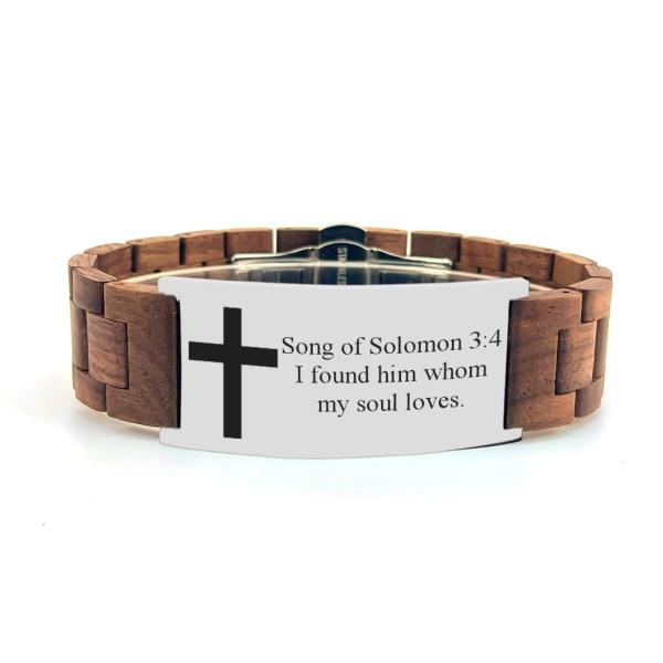 商品名:  SHNIAN Bible Verses Cross Bracelets Wooden Bracelets for Men Proverbs 3:5-6 Walnut Wood &amp; Silver Stainless Ste...