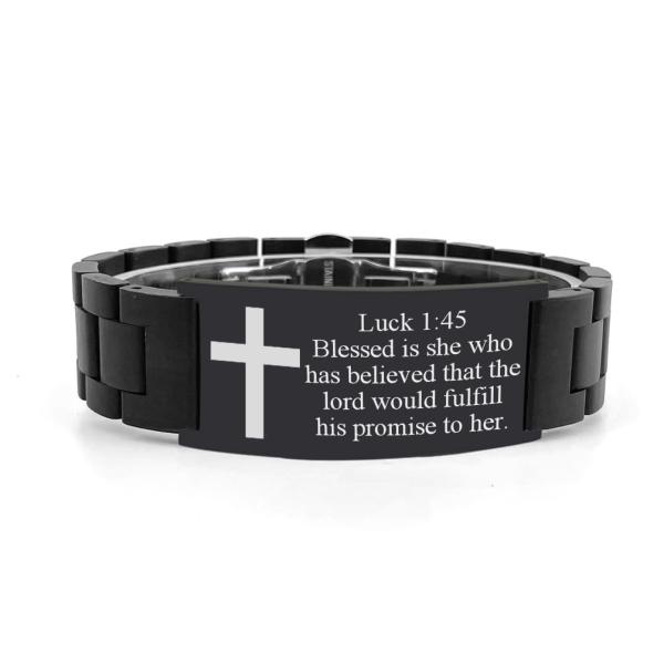 商品名:  SHNIAN Bible Verses Cross Bracelets Wooden Bracelets for Men Luck 1:45 Ebony Wood &amp; Black Stainless Steel ID M...