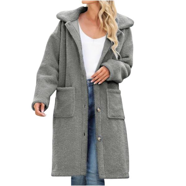 商品名:  Oplxuo Womens Fuzzy Fleece Trench Jacket Oversized Sherpa Thermal Long Coat Button Down Casual Winter Warm Outwear...
