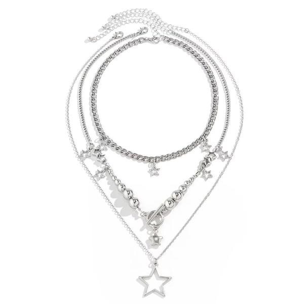 商品名:  Zhang shine Y2k Star Necklace Gothic Tassel Star Pendant Necklace Set Layered Hollow Five-Pointed Star Aesthetic A...