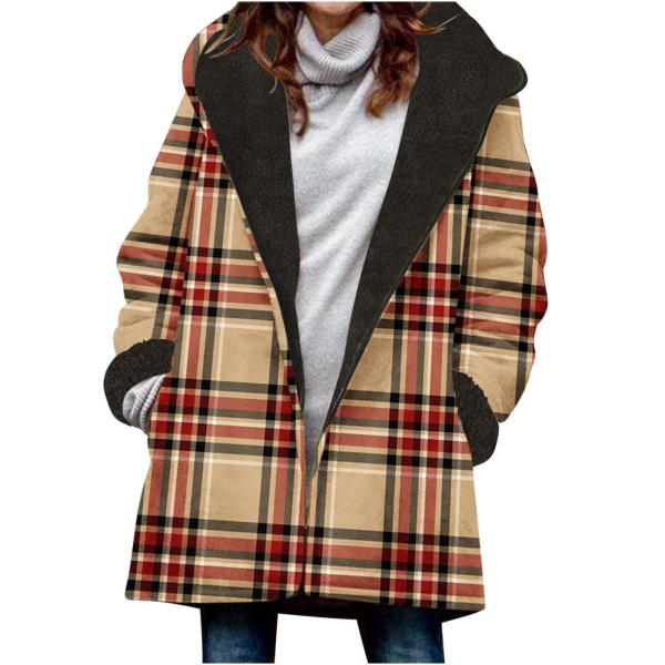 商品名:  MINzYI Love Coupons Jackets for Women Casual Winter Hooded Long Sleeve Zip Plaid Fleece Lined Coats Oversized Cozy...