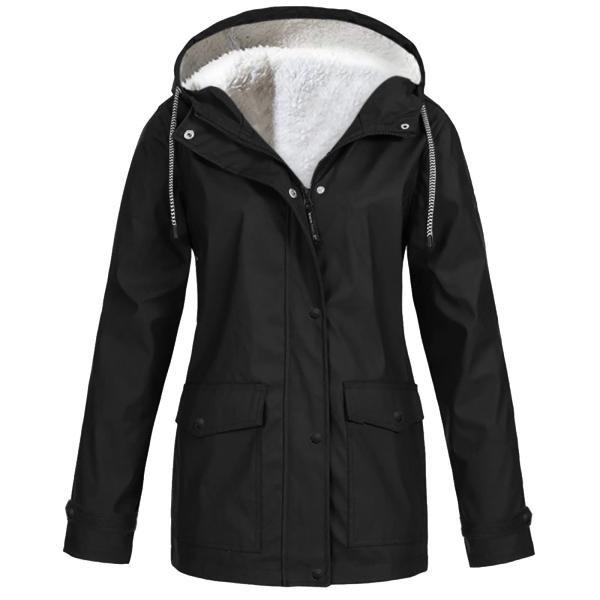商品名:  Womens Winter Jacket, Solid Color Plush Thickening Jacket Outdoor Size Hooded Raincoat Windproof Ski Jackets For W...