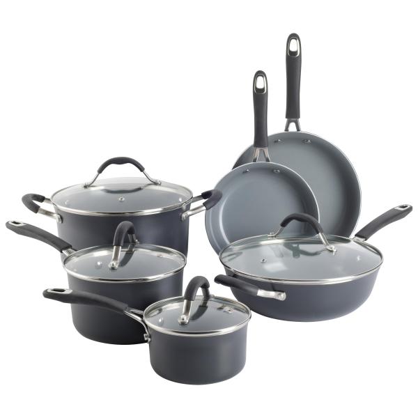 商品名:  Cravings by Chrissy Teigen 10-Piece Hard Anodized Aluminum Nonstick Cookware Set (Grey)ブランド: Cravings by Chrissy T...