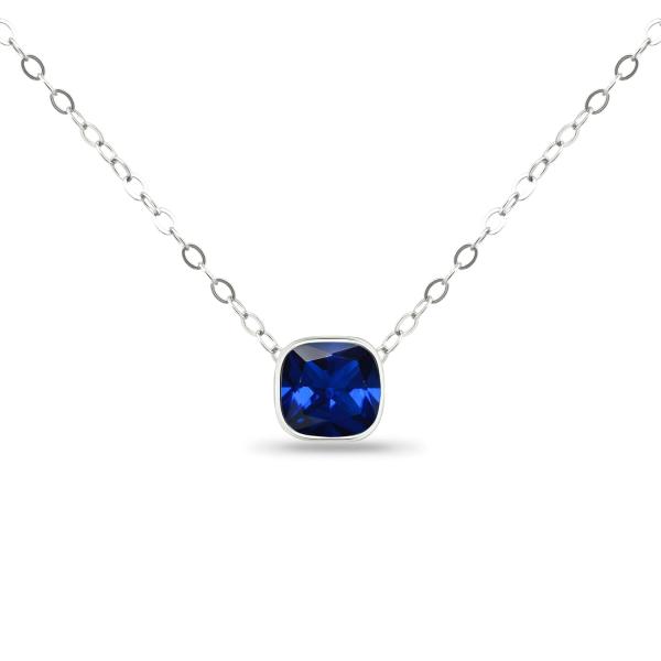 商品名:  B. BRILLIANT Sapphire Necklace for Women Girls Bridesmaids Simulated Blue Gemstone Cushion Cut Bezel Sterling Pend...