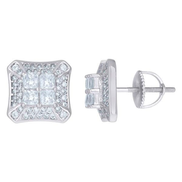 商品名:  925 Sterling Silver Mens Princess cut CZ Cubic Zirconia Simulated Diamond Fashion Stud Earrings Jewelry Gifts for ...
