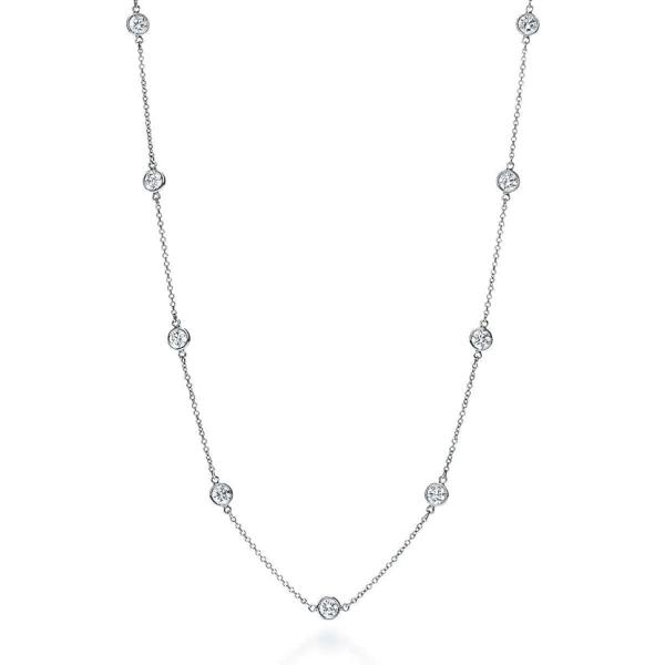 商品名: AVELI Lサイズ 5mm 人工ダイヤモンド ヤードステーションネックレス ベゼルセット ラウンドブリリアントカットストーン 低アレルギーチェーンジュエリー 流行に左右されないダイヤモンドのようなペンダント, 銅, 人工ダイヤモ...