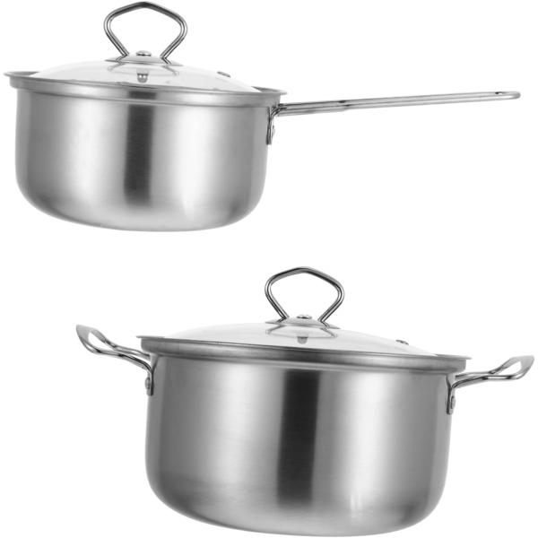 商品名:  Stainless Steel Stock Pot，2pcs Soup Pot Two Piece Set Pots Set Kitchen Induction Cookware Stainless Steel Pot Fryi...