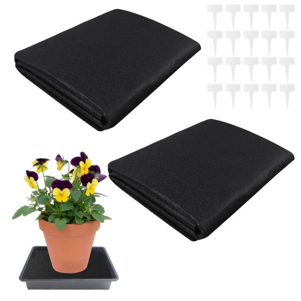 商品名: HFYZZ 自動植物散水マット 2パック 厚さ3mm セルフウォーターキャピラリーマット 吸湿マット 植物ラベル20枚付き バケーションプラント 散水システム 温室 水耕栽培 屋内鉢植え用 HFYZZ 2 Pack Automat...