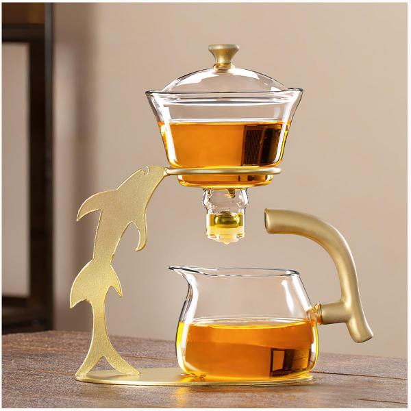 商品名:  Lazy Kungfu Magnetic Tea Pot, Semi Automatic Glass Teapot, Lazy Kungfu Drip Teapot, Magnetic Attraction Water Rota...
