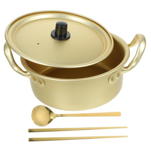商品名:  Homoyoyo 1 Set Instant Noodle Pot Ramen Cooking Pot Stockpot with Lid Gold Noodle Pot Korean Ramen Cookware Everyd...