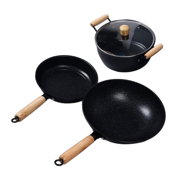 商品名:  Nonstick Frying Pan Set, 3Pcs Nonstick Frying Pan Set with Long Handle - Iron Pot Cookware for Kitchen, for Frying...