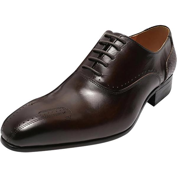 商品名Santimon Men's Fashion Classic Genuine Leather Plain Toe Oxfords Derby Tuxedo Dress Formal Shoes Brown 6 USブランド：Santi...