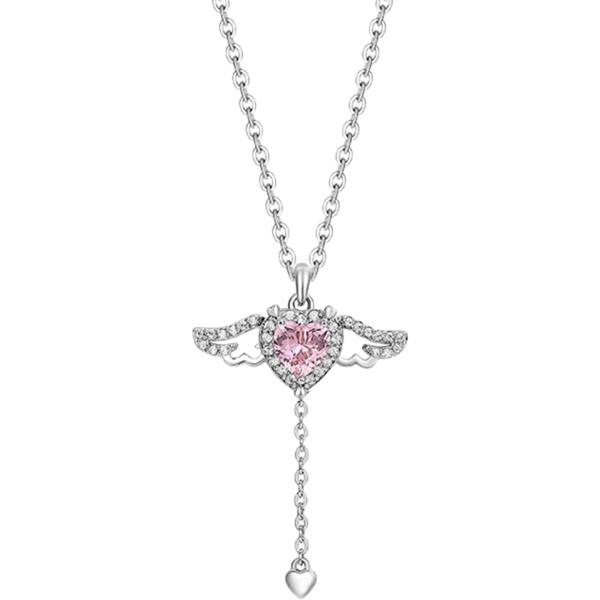 商品名Crystal Angel Heart Necklace for Women, Full Diamond Luxury Fashion Trendy Pendant Jewelry Gifts for Birthday Holiday...