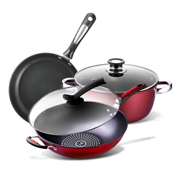 商品名:  SHAWLA Cookware Cookware Set Soup Pot Frying Pan Milk Pot Stew Pot Saucepan Induction Cooker Cooking Pot Set Non-s...