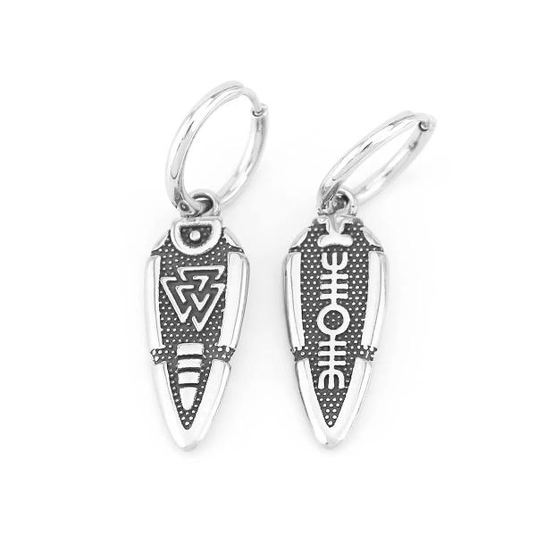 商品名:  Stainless Steel Nordic Viking Spear Drop Earrings Vintage Valknut Rune Amulet Men's Jewelryブランド: MOLOGO商品サイズ: Ring...