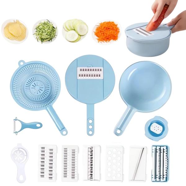 商品名:  Multi-Function Vegetable Chopper, 12-piece Set of Multi-function Vegetable Cutters, Detachable Kitchen Fruit and V...