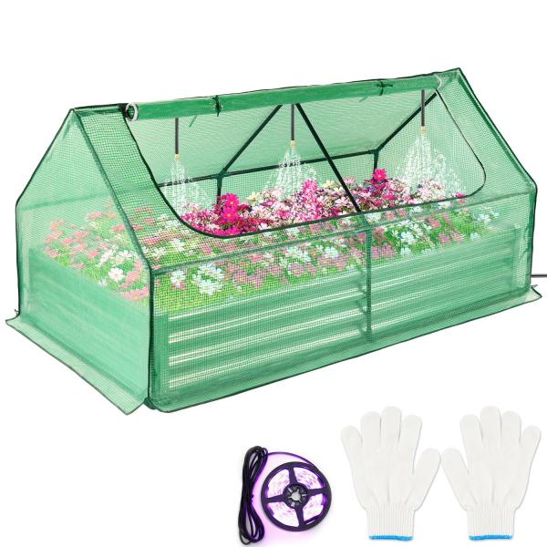商品名: ANCOUUIN 温室付き隆起ガーデンベッド - 亜鉛メッキガーデンベッド 植物成長ライトと散水ユニット付き 亜鉛メッキ隆起ガーデンベッド ガーデニング野菜/果物用カバー付き (6x3x1フィート) ANCOUUIN Raised...