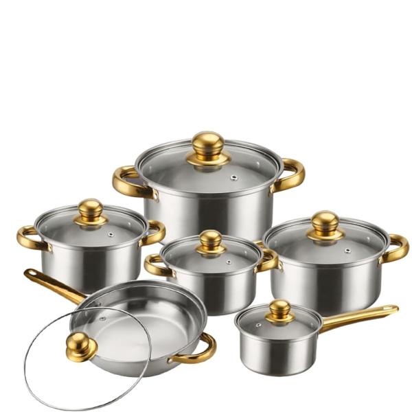 商品名:  ikasus 16 Pcs Kitchen Cookware Sets - Stainless Steel Heavy Pots &amp; Pans Set Multi-Ply Full Clad Pots and Pans ...