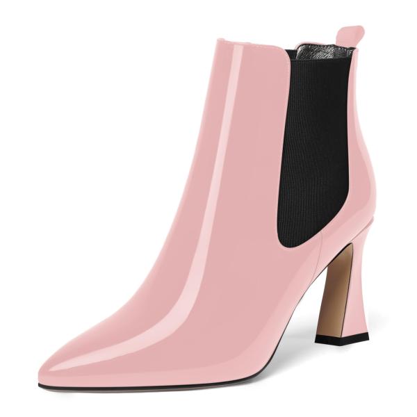 商品名:  NUMALEO Women's Block Elastic Pointed Toe Business 3.3 Inch High Heel Stylish Patent Ankle High Formal Boots Black...