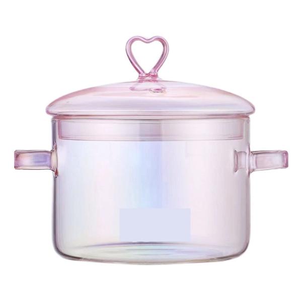 商品名:  TEIDEA Cooking Set Double Ear Soup Pot Pink Glass Soup Pot Transparent Nodule Bowl Household Stew Pot Cooking Uten...