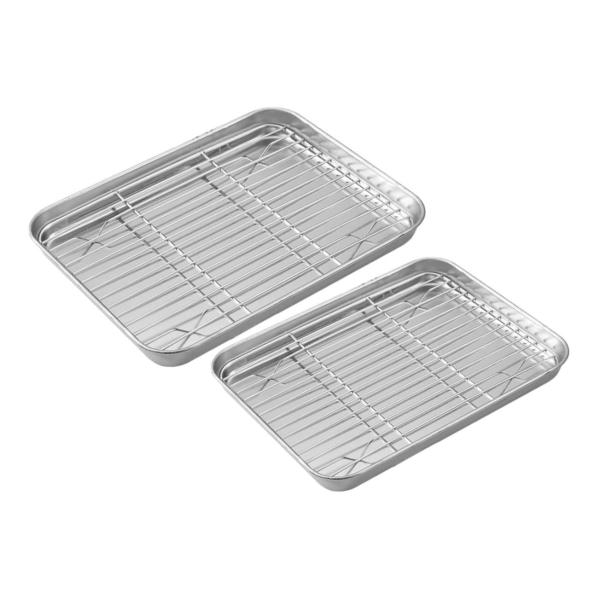 商品名:  CIYODO 2 Sets Sheet Stainless Steel Bakeware Baking Rack for Oven Cooking Toaster Oven Tray Oven Trays for Baking ...