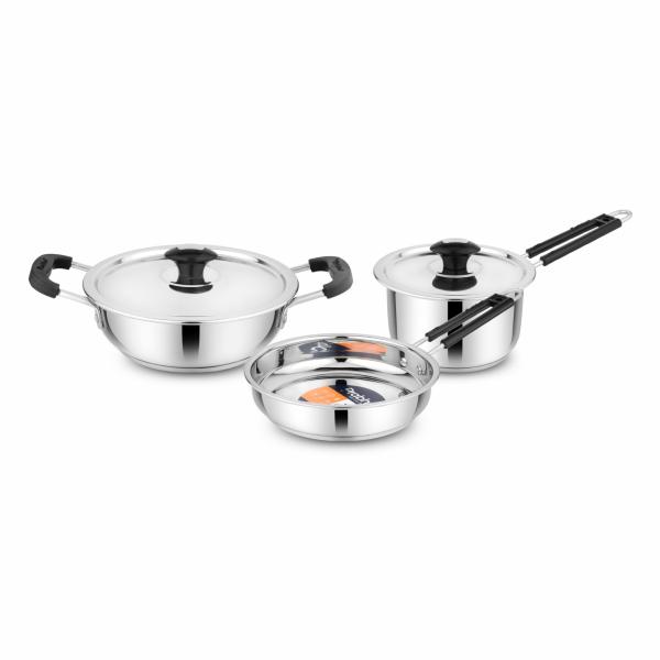 商品名:  Prabha Stainless Steel Induction Base Combo Set of 5 - Enhance Your Modern Kitchen | Durable Cookware for Efficien...
