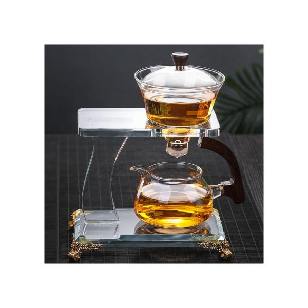 商品名:  YUDIZWS Glass Teapot Set Semi Automatic Drip Rotating with Infuser Lazy Kungfu Tea pot Set wooden for Home/Office ...