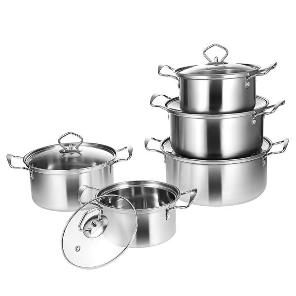商品名:  KJHBV 5 Sets Sauce pot soup pot Canning Pot pot set cooking pot set can 5 piece set Stainless Steel Pot cooking ut...