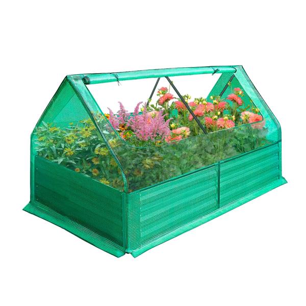 商品名:  4x3x1 Ft Galvanized Raised Garden Bed with Cover, Above Ground Garden with Greenhouse 2 Large Zipper Windows Dual ...