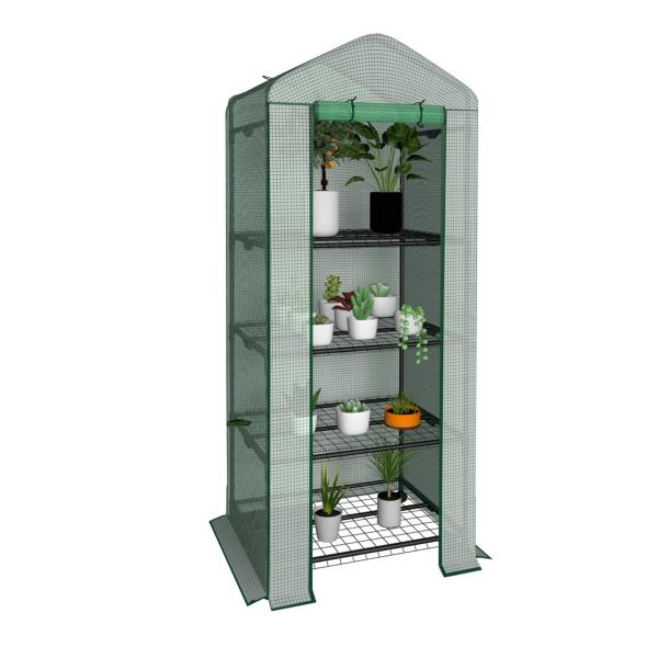 商品名:  Mini Greenhouse with Castors Wheels,27 x 19.3 x 62.2 inch,4 Tier Portable Plant Green House with PVC Cover and Rol...
