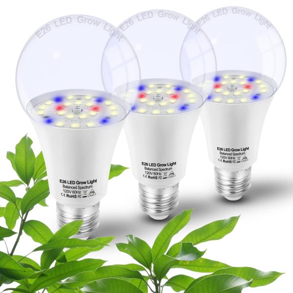 商品名:  Grow Light Bulbs for Indoor Plants Full Spectrum,E26 A19 Grow LED Lamp Bulb 10W with Balanced Spectrum 5000K Red B...