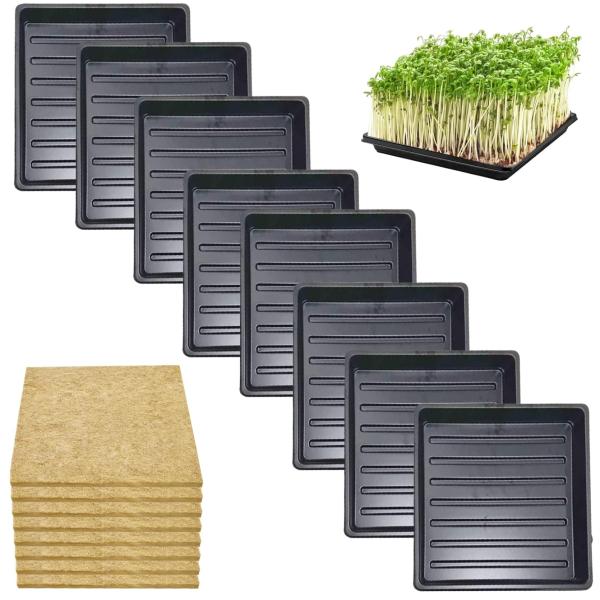 商品名:  Peosaard Plant Tray, 8PCS Growing Trays Mat with 8PCS Seedling Tray, Hydroponic Seedling Starter Trays, Sprouts Gr...