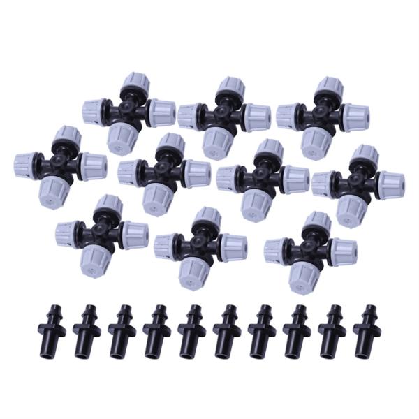商品名:  Garden Lawn Sprinkler Irrigation System Greenhouse Humidifier Plant Misting Cross Atomizing Nozzle Sprinkler Tee 1...