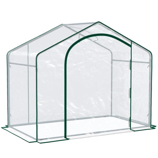 商品名:  6' X 3' X 5' Portable Walk-in Greenhouse, PVC Cover, Steel Frame Garden Hot House, Zipper Door, Top Vent for Flowe...