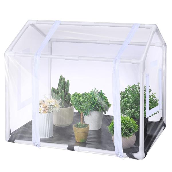 商品名: Meonum ミニ温室 鉢植えマット付き 屋内植物用 高耐久 ポータブル 温室 防水ポットパッド付き 小植物用 クリア 小植物テント 種子の湿度用 Mini Greenhouse with Potting Mat for Indo...