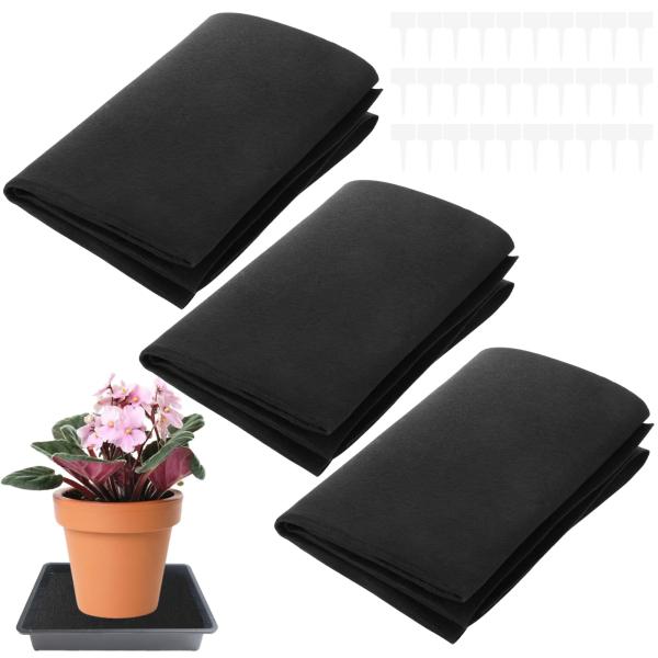 商品名: 自動植物散水マット、3mm 自己散水キャピラリーマット ウィッキングマット 植物ラベル30枚付き バケーション植物散水システム 温室水耕栽培屋内鉢植え用 39.5インチ x 47.2インチ 3 Pack Automatic Pla...