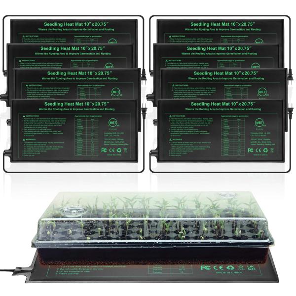 商品名: HYDGOOHO 苗用ヒートマット 8パック、25.4 cm x 52.7 cm MET認定ウォーム水耕栽培加熱パッド、発芽用防水暖かい水耕栽培植物加熱マット、温室栽培シードスターター HYDGOOHO Seedling Heat...