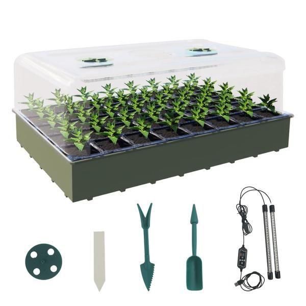 商品名: KSONE シードスタータートレイ グローライト付き 2パック 80セル 苗トレイキット 湿度ドーム/屋内植物スターターキット付き 明るさ調節可能 植物発芽トレイ KSONE Seed Starter Tray Kit with ...