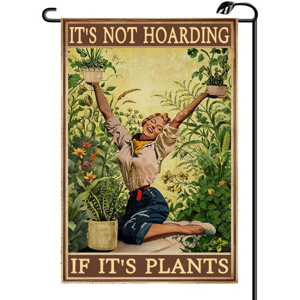商品名: It's Not Hoarding If It's Plants 面白いヴィンテージガーデンフラッグ 12x18インチ 両面 小さな旗 ガーデニングギフト 女性用 農家 温室 屋外装飾 庭用(旗のみ)RC10 It’s Not H...