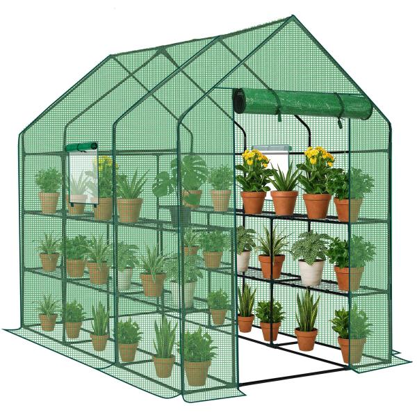 商品名:  Outvita Walk-in Greenhouse, Outdoor Durable PE Plant Green House for Frost Protection with 3 Tiers 12 Shelves, She...