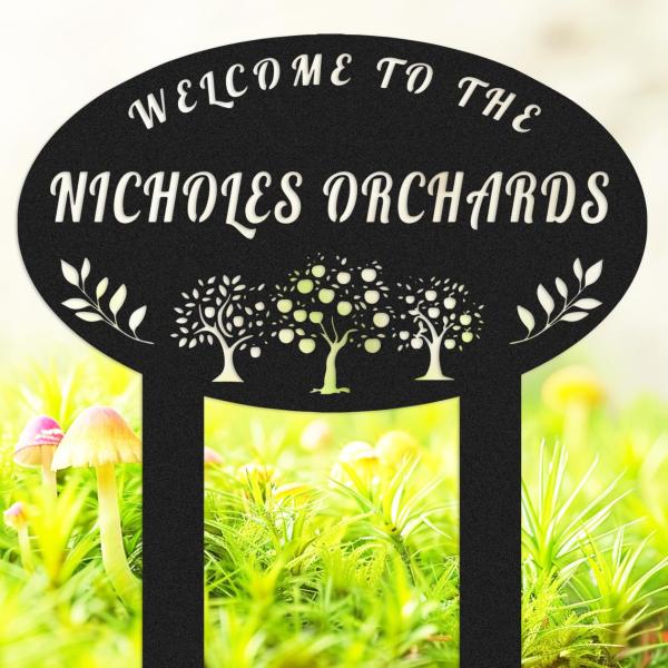 商品名:  Custom Orchards Trees Metal Garden Sign with Stakes, Personalized Gardening Farm Fruit Tree Sign for Outdoor Green...