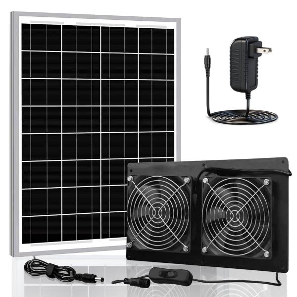 商品名: ソーラーエキゾーストファン 25W 鶏小屋用強力ソーラーファン 取り付け簡単 耐候性 鶏小屋の温室犬小屋の換気 電気代ゼロ。 KingMiKi Solar Exhaust Fan, 15W Powerful Solar Fan f...