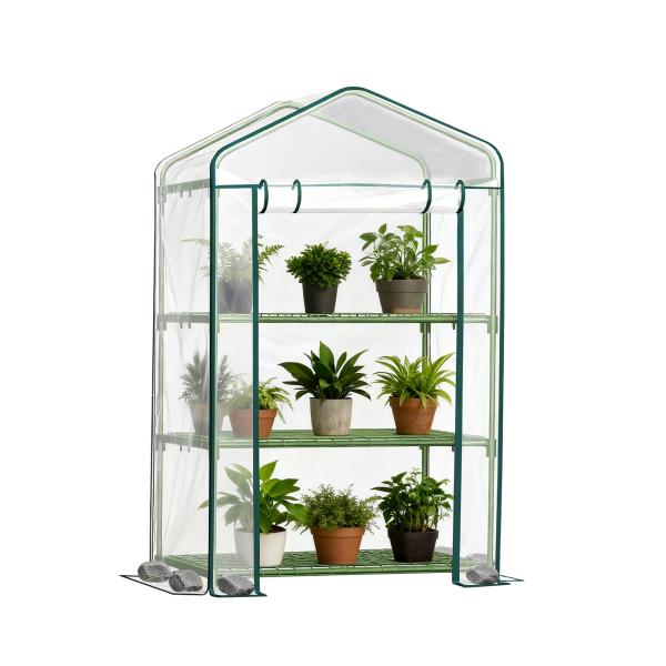 商品名: OnlyGarden ミニ温室 屋外屋内用 3段棚 冬用の小さな温室 PEコーティングメタルフレーム付きポータブル温室 高耐久PVCカバー 植物ラックスタンドハウス 2x2x5フィート OnlyGarden Mini Greenh...