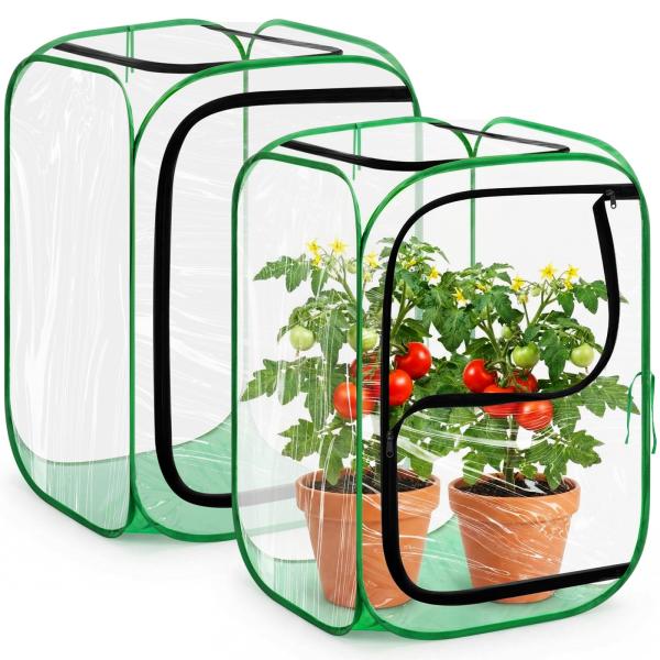 商品名: Maasechs ポップアップ植物温室カバー 折りたたみ式 ミニクリア温室 凍結防止用 15.7インチ x 15.7インチ x 23.6インチ PVC植物カバー アクセラレーター ジッパードア付き 野菜フルーツプロテクター Maa...