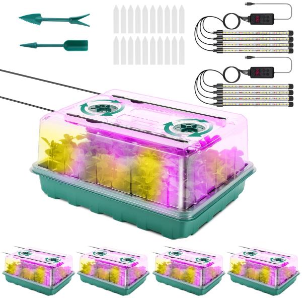 商品名:  Eglotes 192 Cell Seed Starter Tray with Grow Light, Seed Starter Kit with Adjustable Humidity Dome, Seed Starting ...