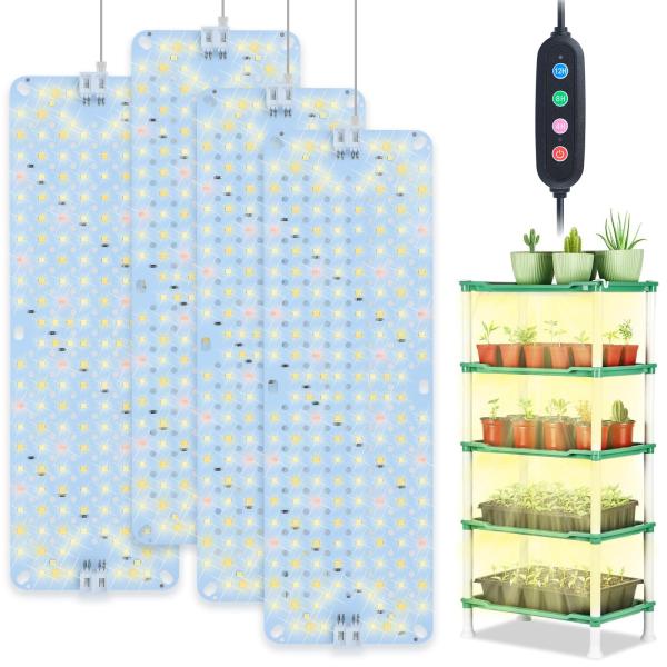 商品名:  4Pack Panel Grow Lights for Indoor Plants, Seed Starting, Vegetables with 4/8/12/16/20 Hr Timer, 40W Full Spectrum...